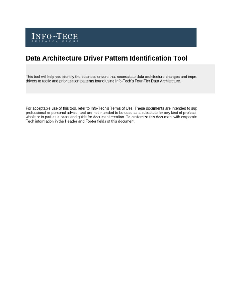 It Data Architecture Driver Pattern Identification Tool v2 | PDF