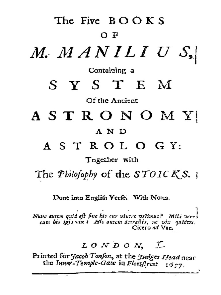 Book - 1697 - The 5 Books of M. Manilius - Full - Original | PDF
