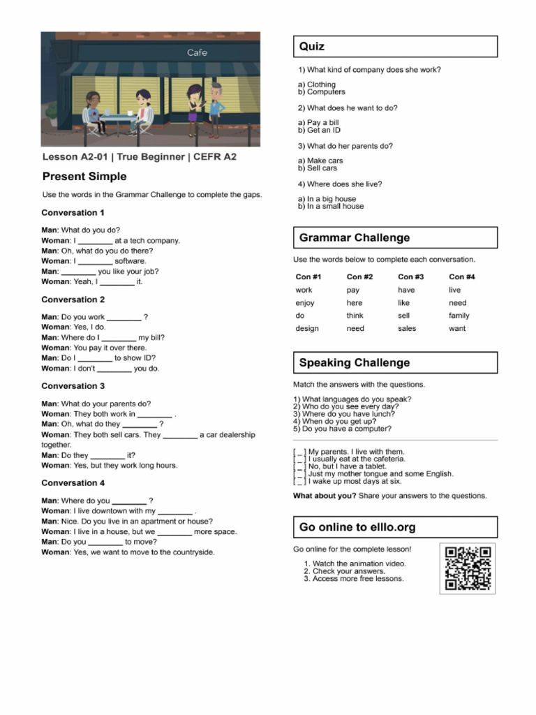 A2 Grammar Conversations Book | PDF