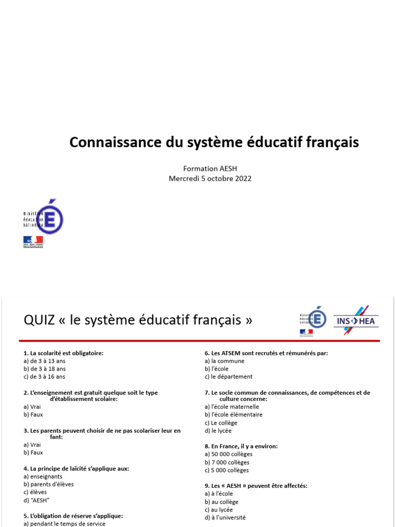 Le - Systeme - Educatif - Francais 22-23 | PDF