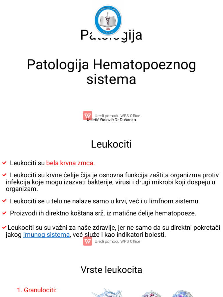 3.patologija Hematopoeznog Sistema | PDF