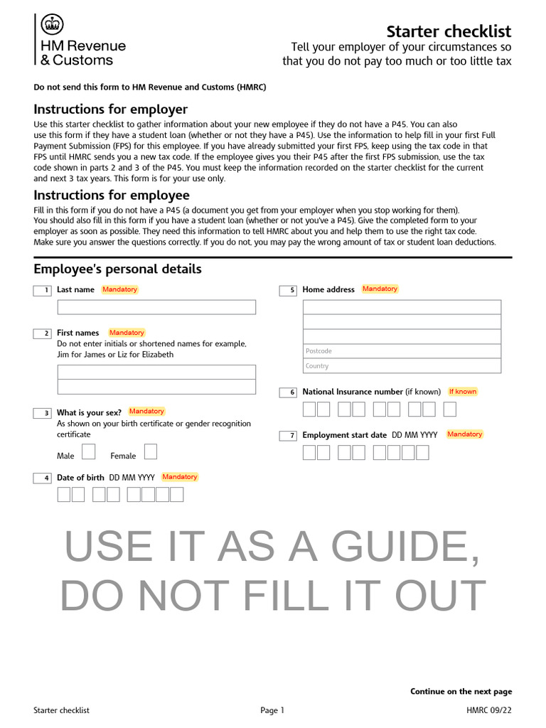 Starter - Checklist Guide | PDF
