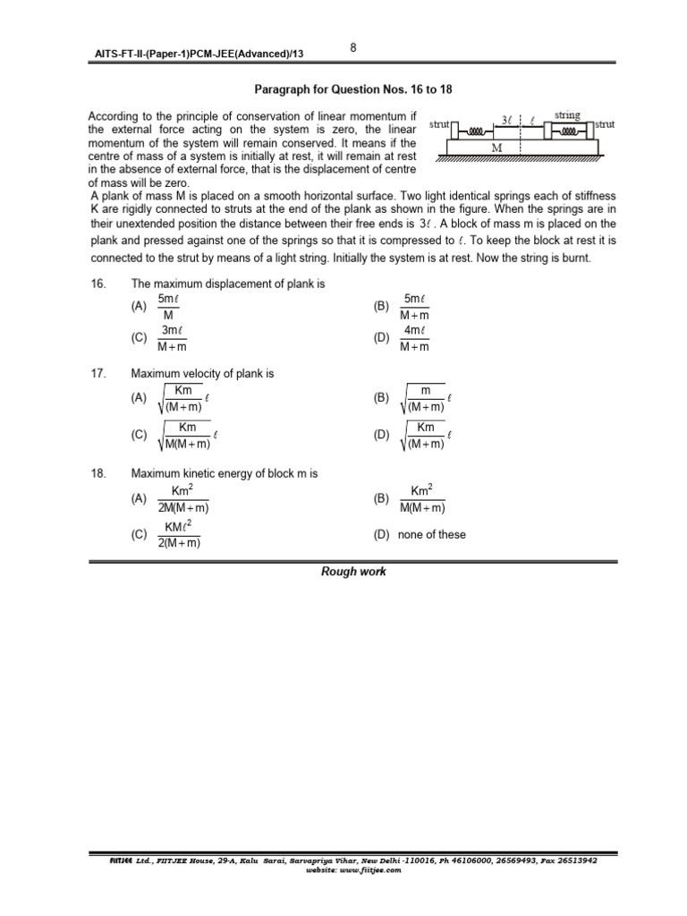 Fiitjee-Aits-2013-2023 - Compress (1) Export | PDF | Force | Mass