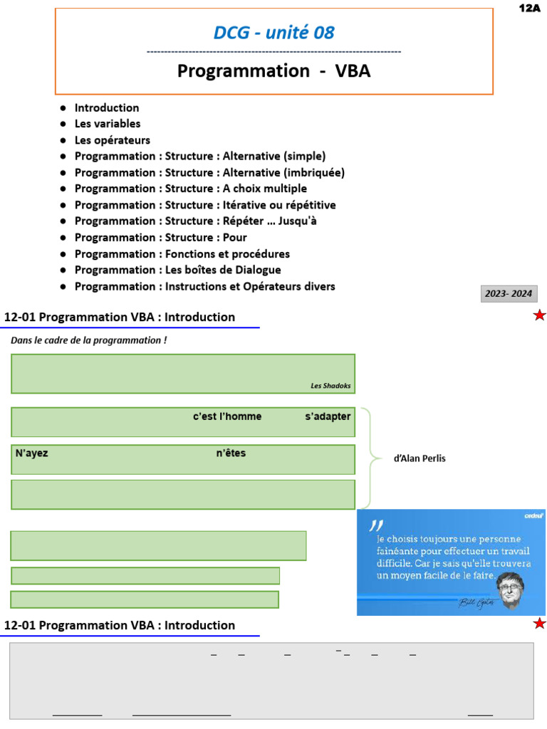 12A ProgrammationVBA PDF | PDF