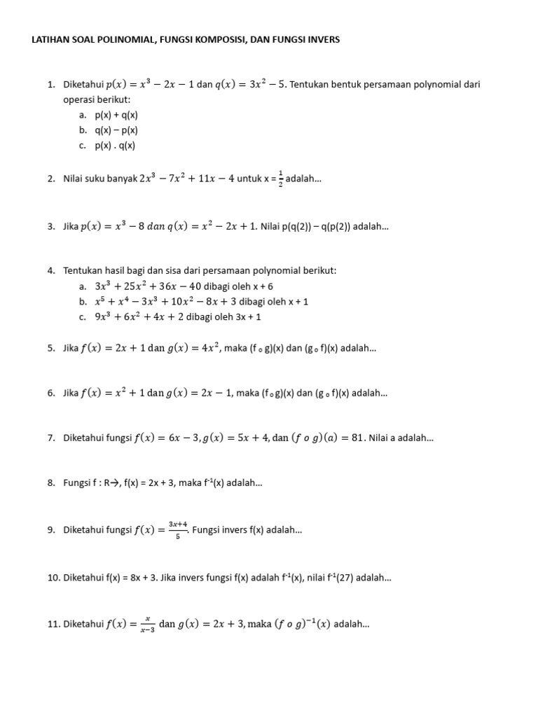 Latihan Soal Polinomial | PDF
