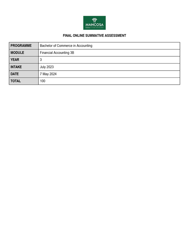 OSA - JUL23 - S2 - BCOM - ACC - Financial AccountIng 3B - FINAL | PDF ...