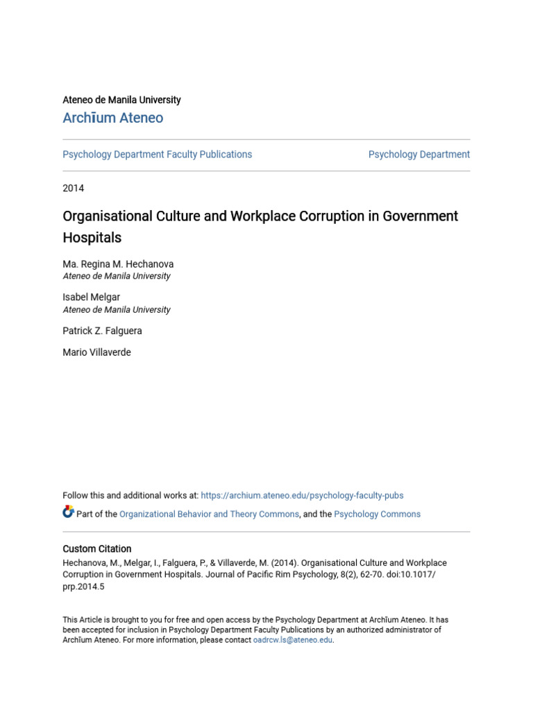 Case Study On Workplace Corruption (Organisational Culture and ...