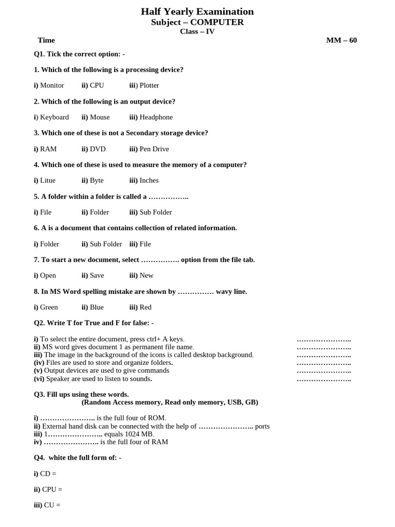 Class 4 Computer | PDF