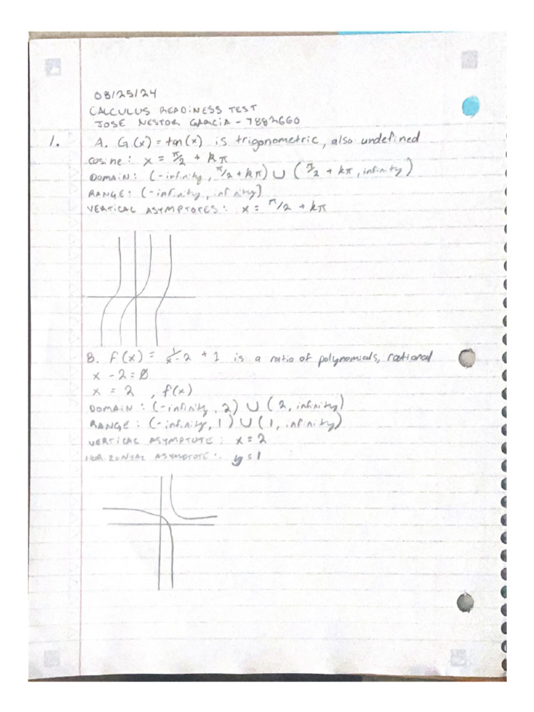 Calculus Readiness Test - Jose N. Garcia | PDF