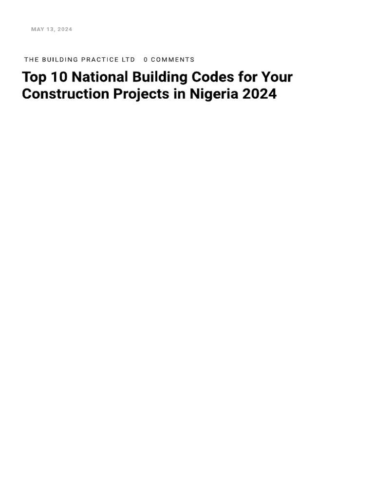 10 Key National Building Codes in Nigeria | PDF