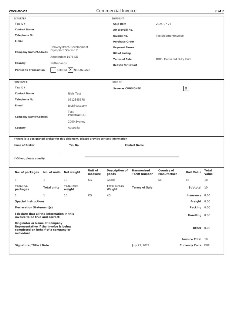 Commercial Invoice 51235 | PDF