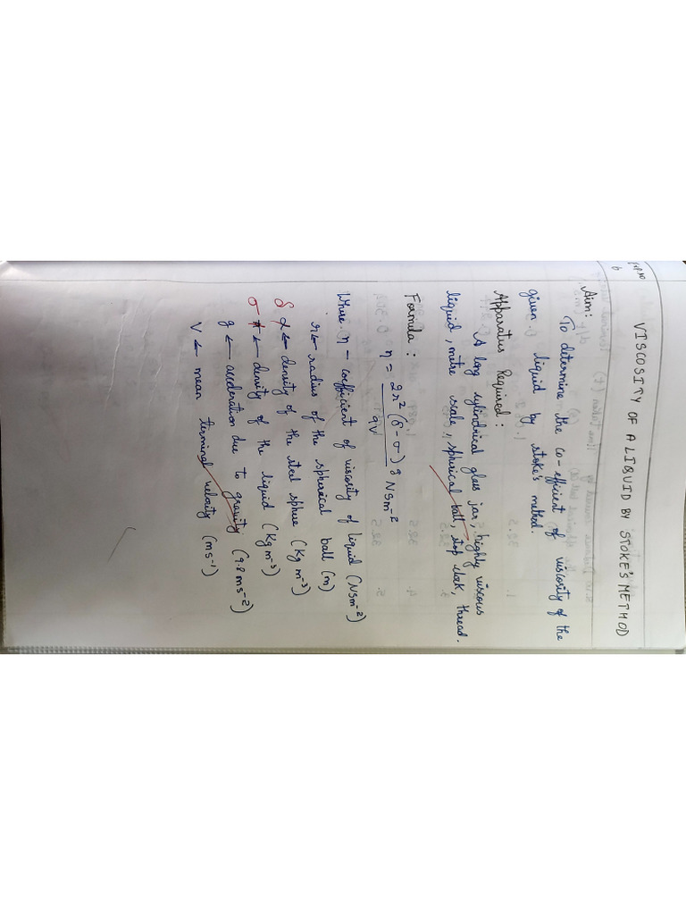Exp.6 Viscosity of A Liquid by Stokes Method | PDF