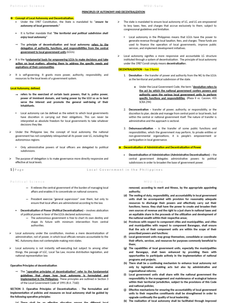 #2 LG (Local Autonomy and Decentralization) | PDF