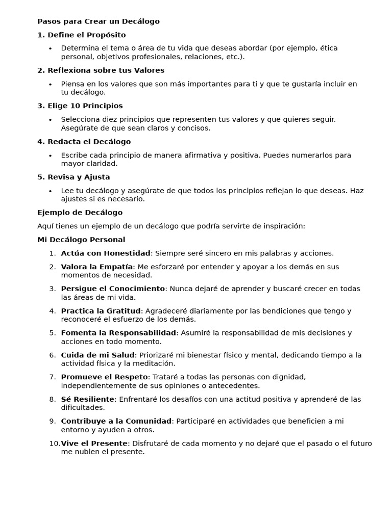 Pasos para Crear Un Decálogo | PDF