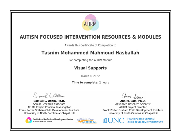 AFIRM - Visual Supports Certificate | PDF