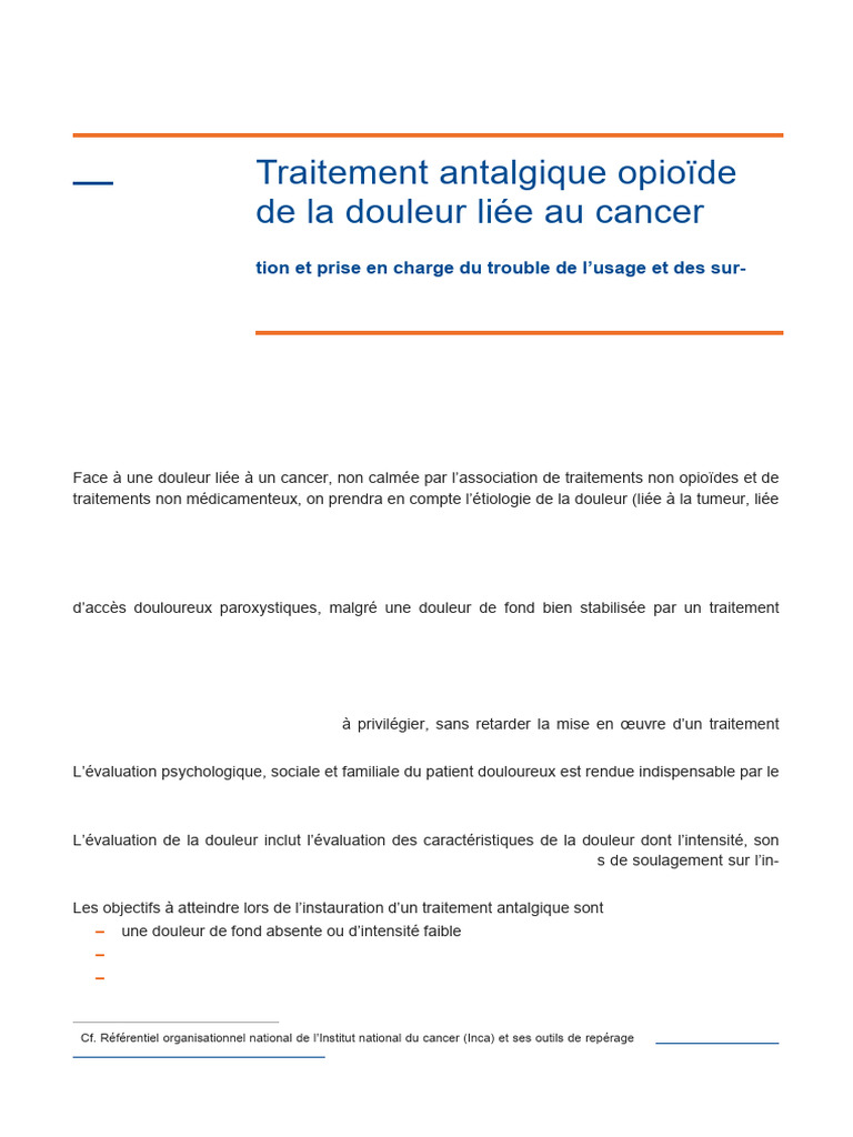 Traitement Antalgique Opioide de La Douleur Liee Au Cancer - Fiche | PDF