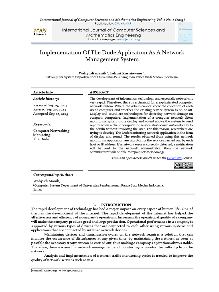 Implementation of The Dude Application As A Networ | PDF