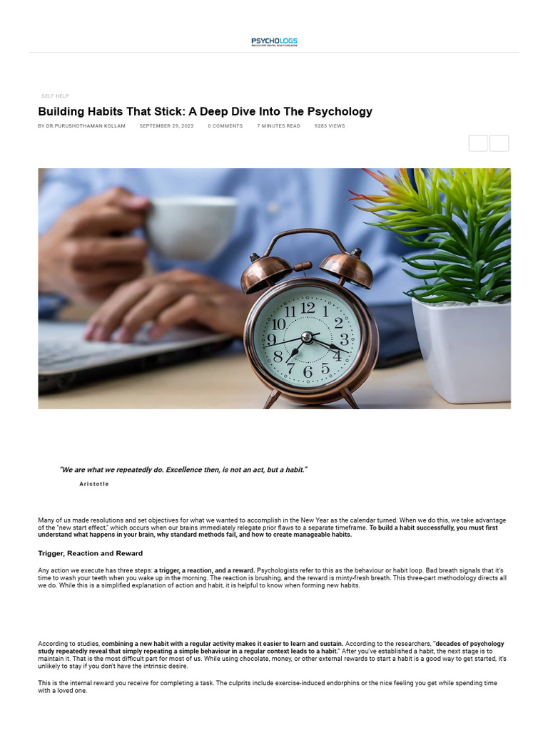 Building Habits That Stick - A Deep Dive Into The Psychology | PDF ...