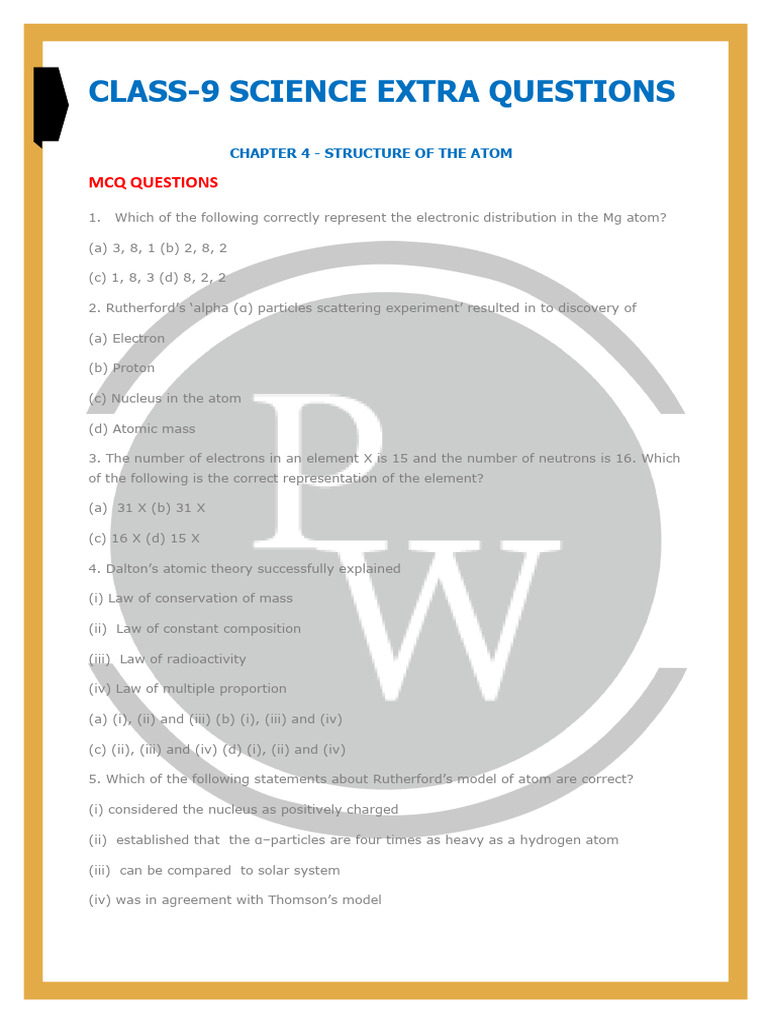 Class-9 Science Extra Questions | PDF