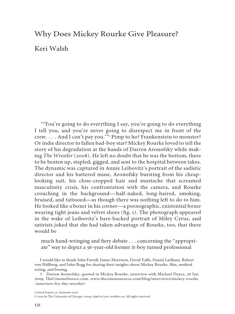 (Critical Inquiry 2010-Sep Vol. 37 Iss. 1) Walsh, Keri - Why Does Mickey Rourke Give Pleasure ...