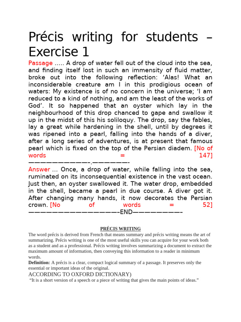 Précis Writing For Students Pdf