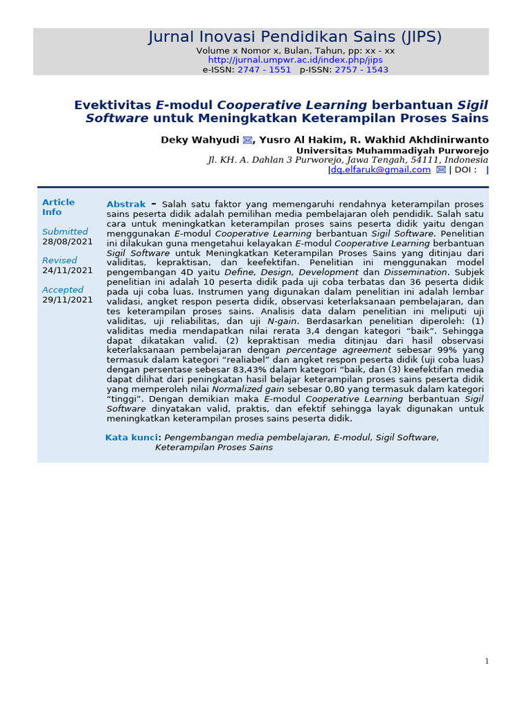 Template Jurnal JIPS - 2023 - DEKY WAHYUDI | PDF