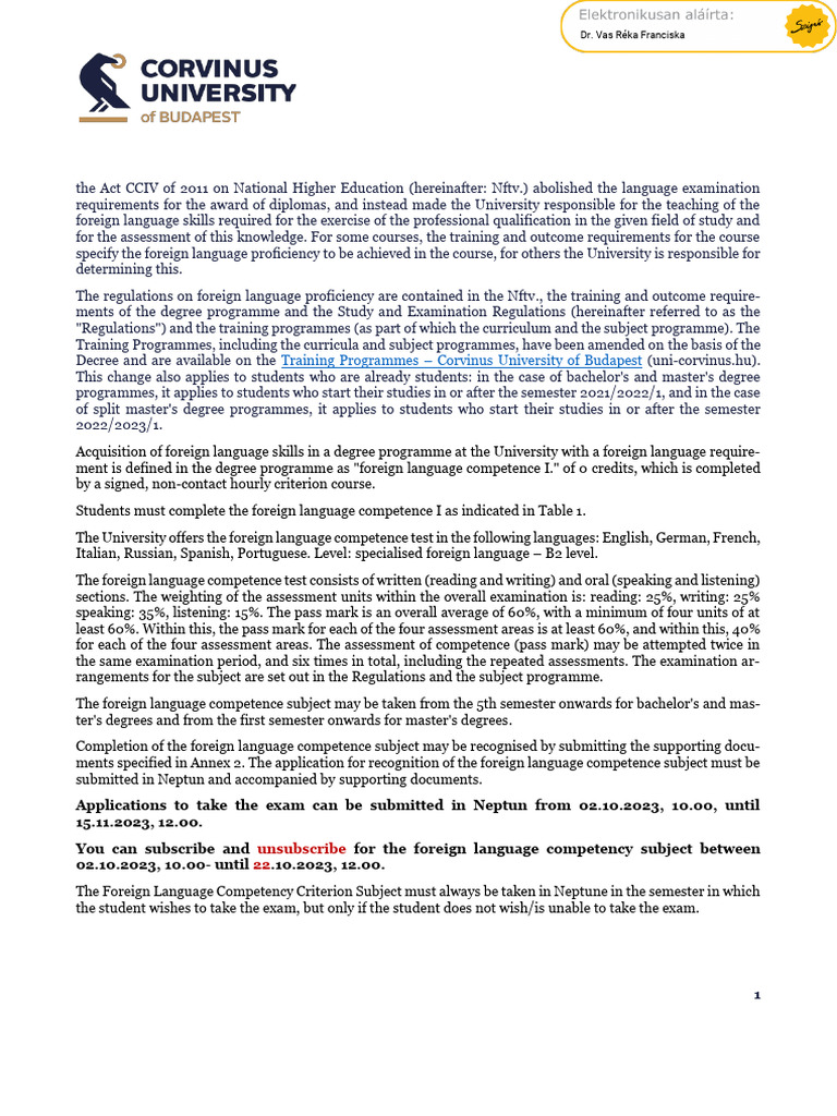 Language Requirement | PDF