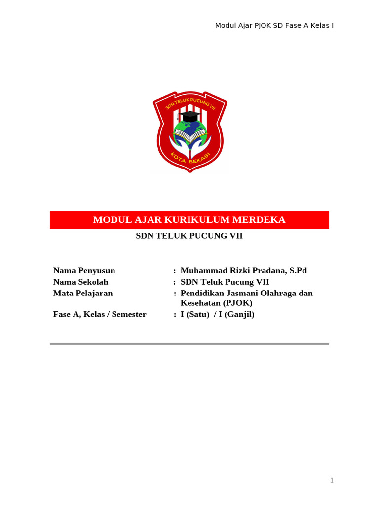 BAB 2 - PJOK Kls 1 (Datadikdasmen - Com) - PGERAK DASAR NON LOKOMOTOR | PDF