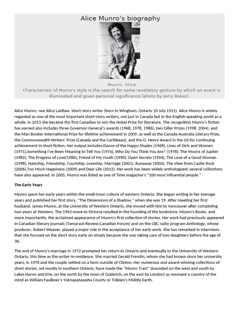 Alice Munro: A Literary Biography | PDF