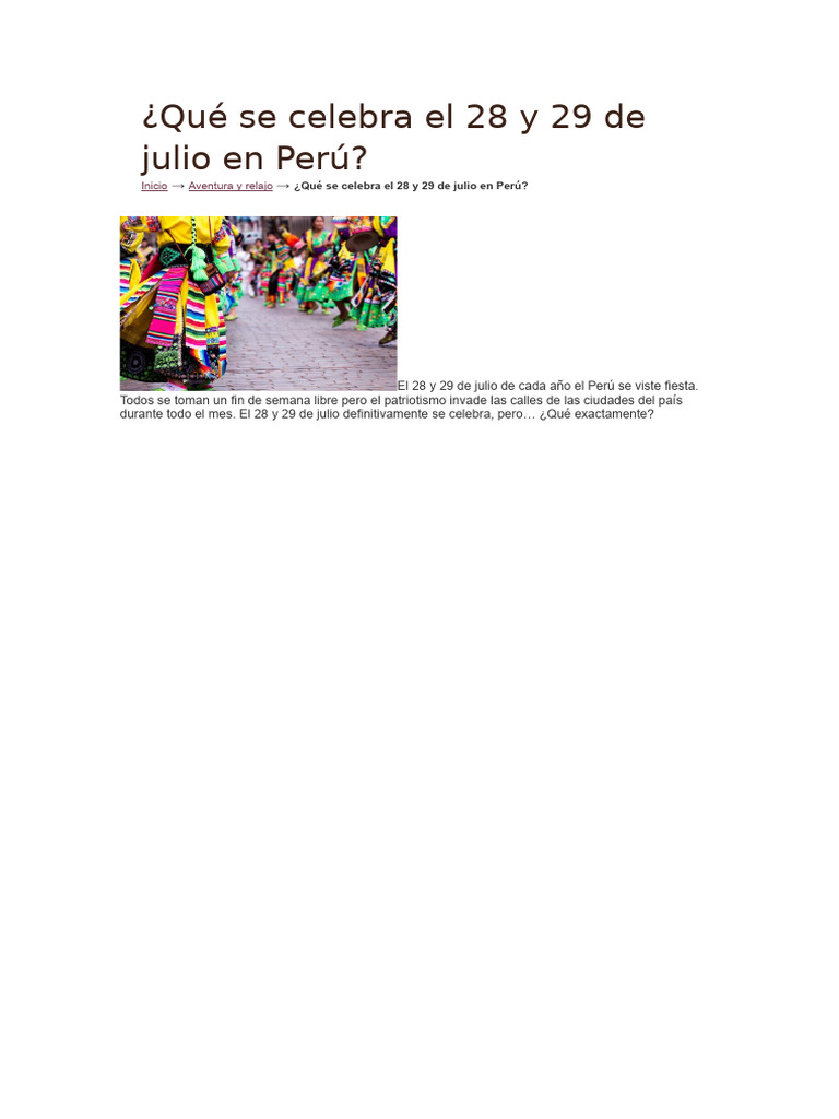 Que Se Celebra El 28 y 29 de Julio en Peru Fiestas Patrias Historia ...