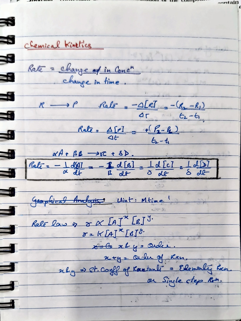 Important Formulas Chemical Kinetics | PDF