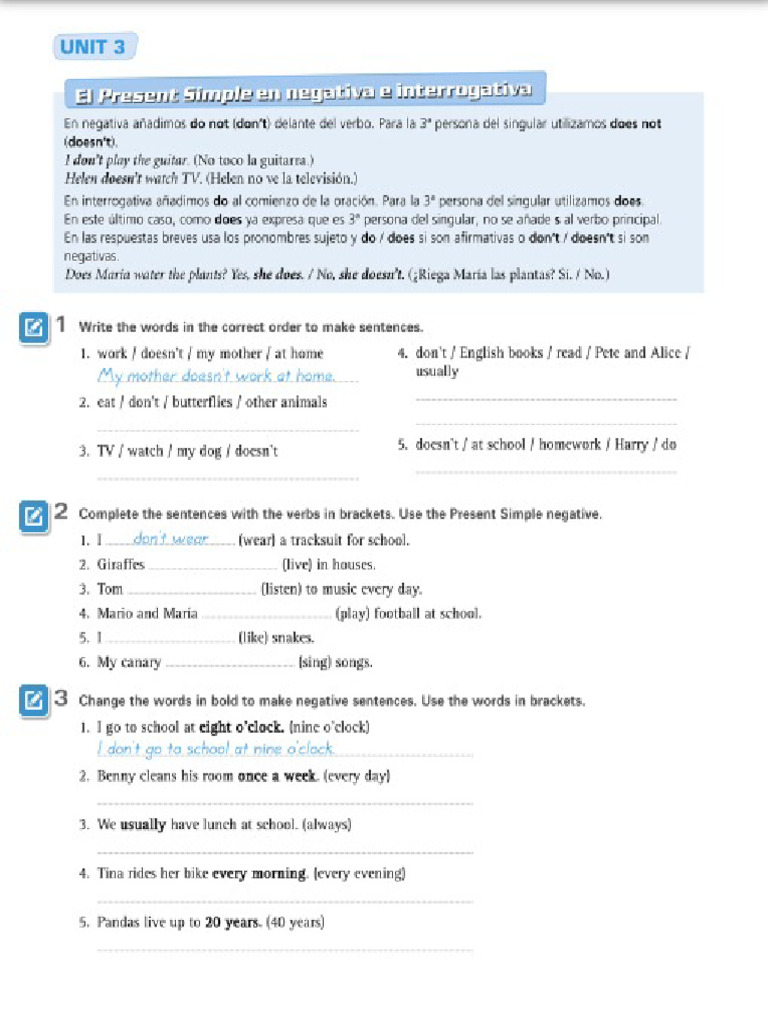 present simple neg | PDF