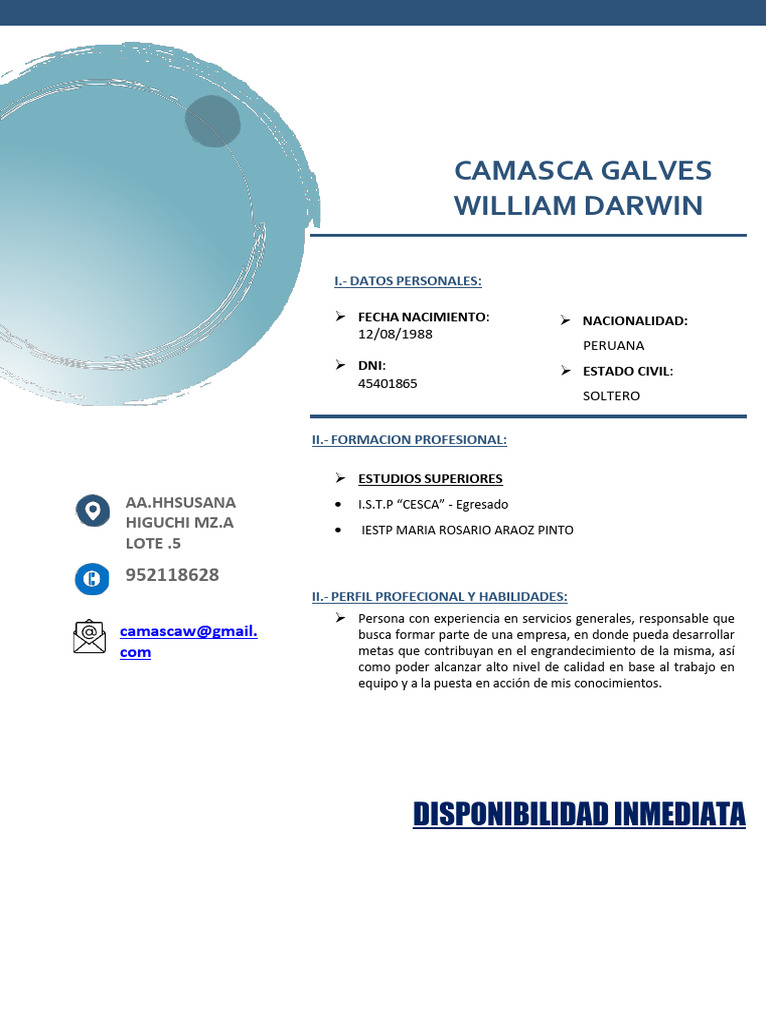 CV DARWIN CAMASCA - Removed | PDF