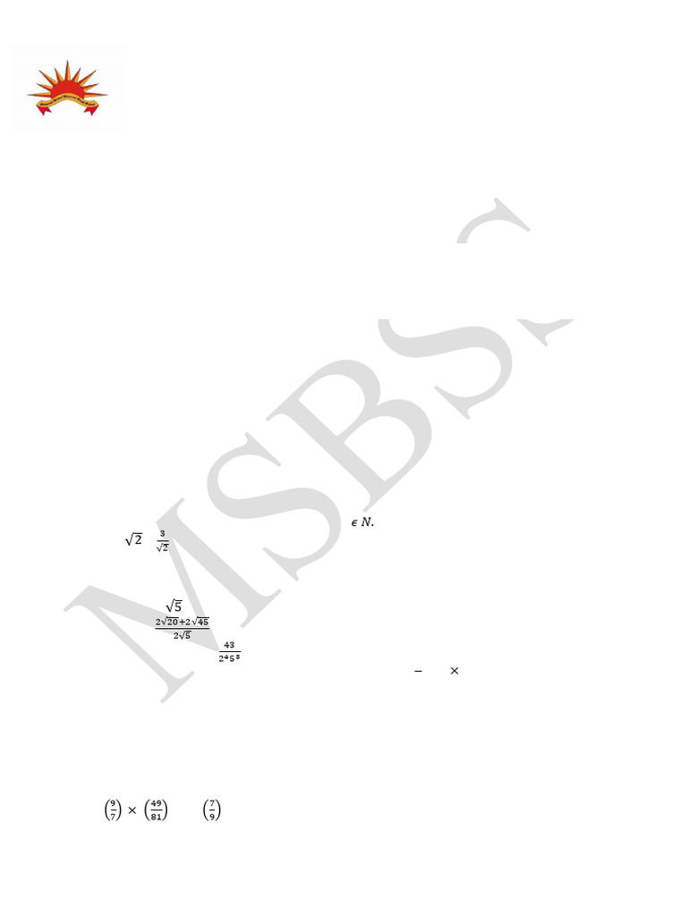 Real Numbers Worksheet | PDF