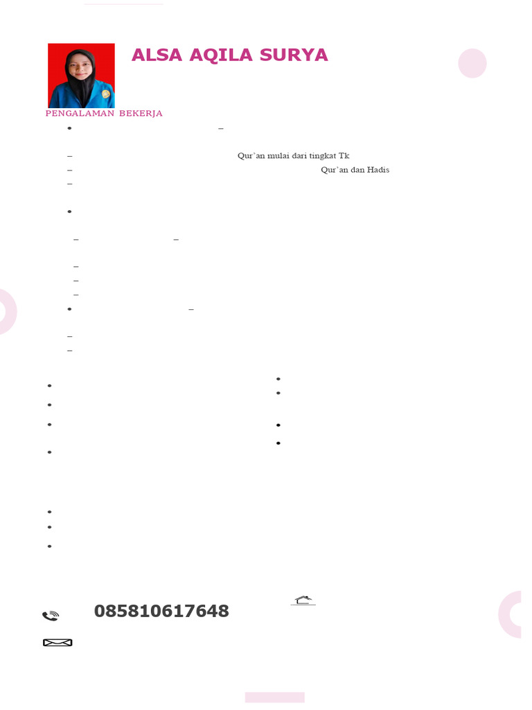 CV Dan Lamaran Alsa Aqila Surya | PDF