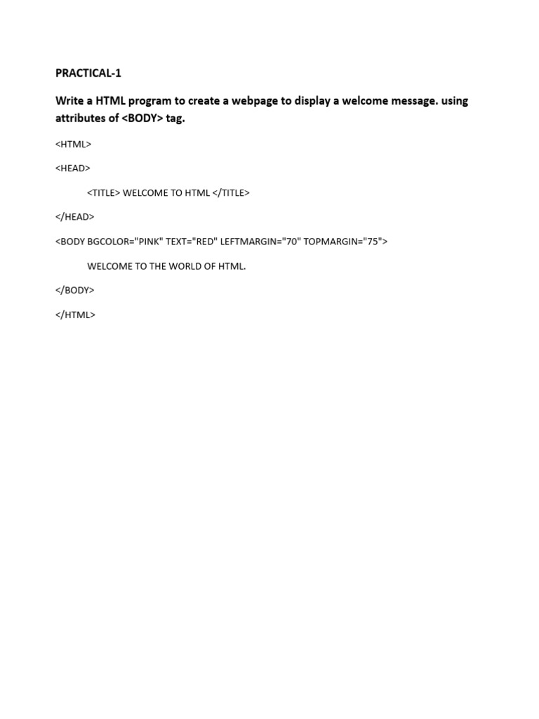 HTML Practicals For Class X (1-6) 2024-25 | PDF