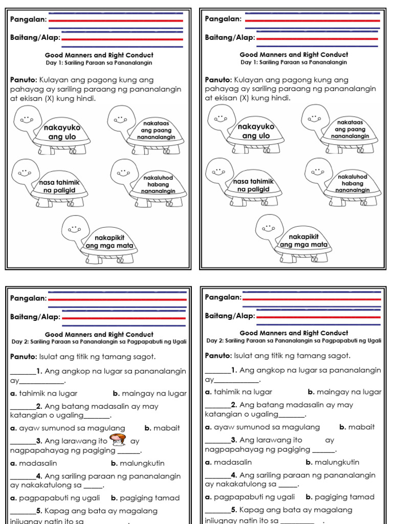 Pangalan: Baitang/Alap: Pangalan: Baitang/Alap | PDF