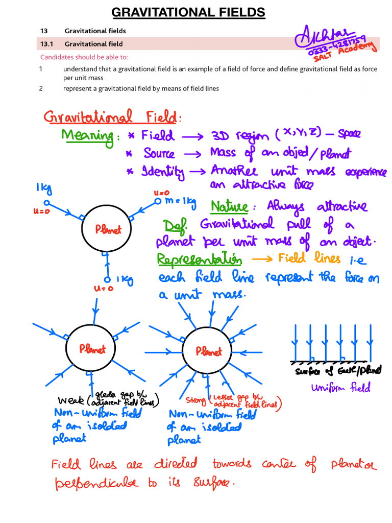 Gravitational Fields Jan. 24 Session | PDF