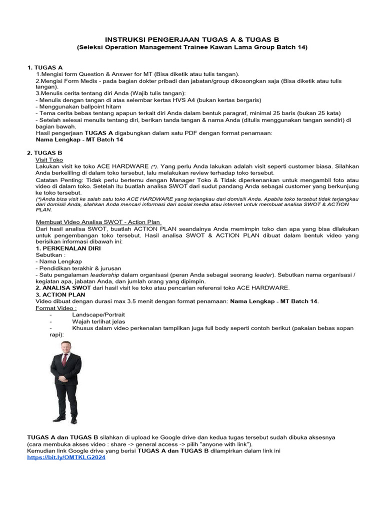 Instruksi Pengerjaan Tugas A & Tugas B - Ace Hardware | PDF