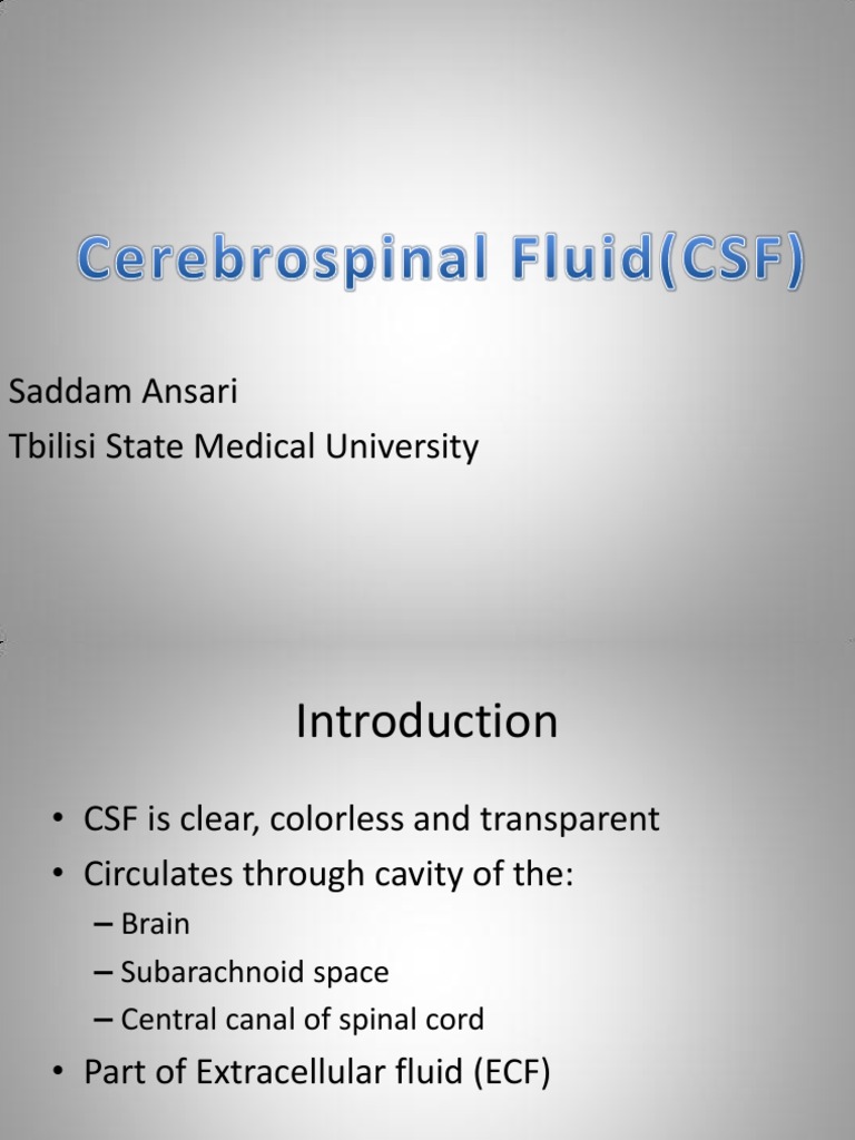 Cerebrospinal CSF | PDF | Cerebrospinal Fluid | Animal Anatomy
