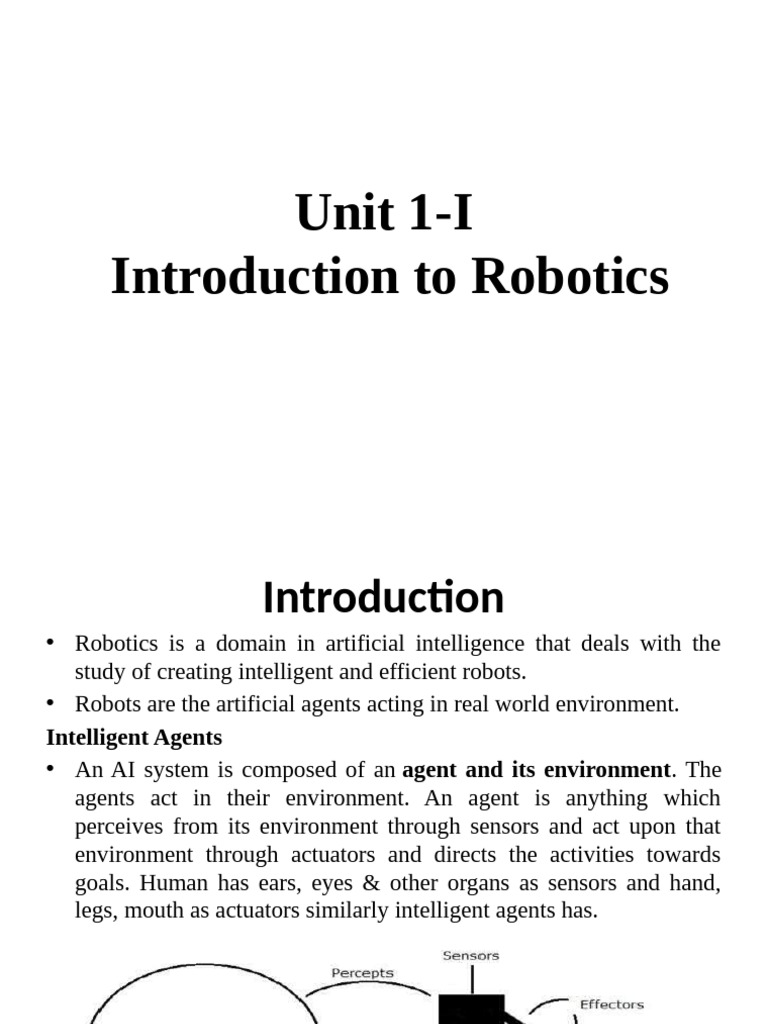 Unit 1-I-Introduction To Robots | PDF