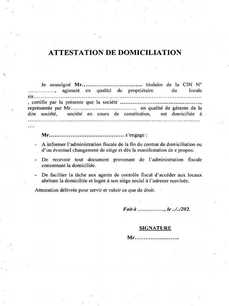 Atestation de Domiciliation - 20240718 - 0001 | PDF