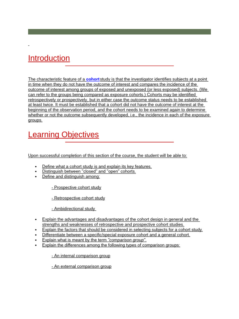 Retrospective Cohort Study Design Explanation | PDF
