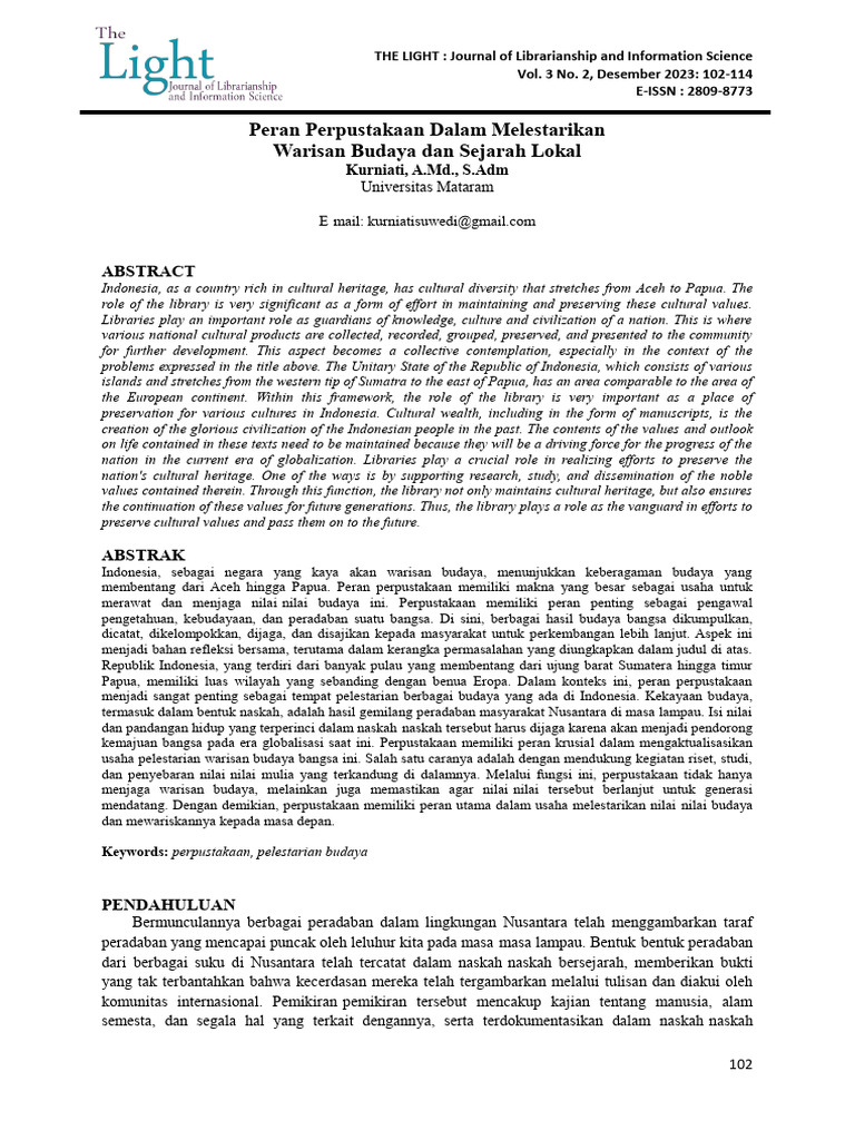Peran Perpustakaan Dalam Melestarikan Warisan Budaya Dan Sejarah Lokal