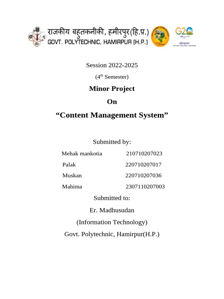 MMPM (Minor Project) | PDF