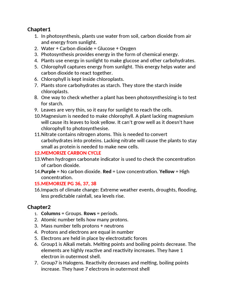 Science IMP Points | PDF