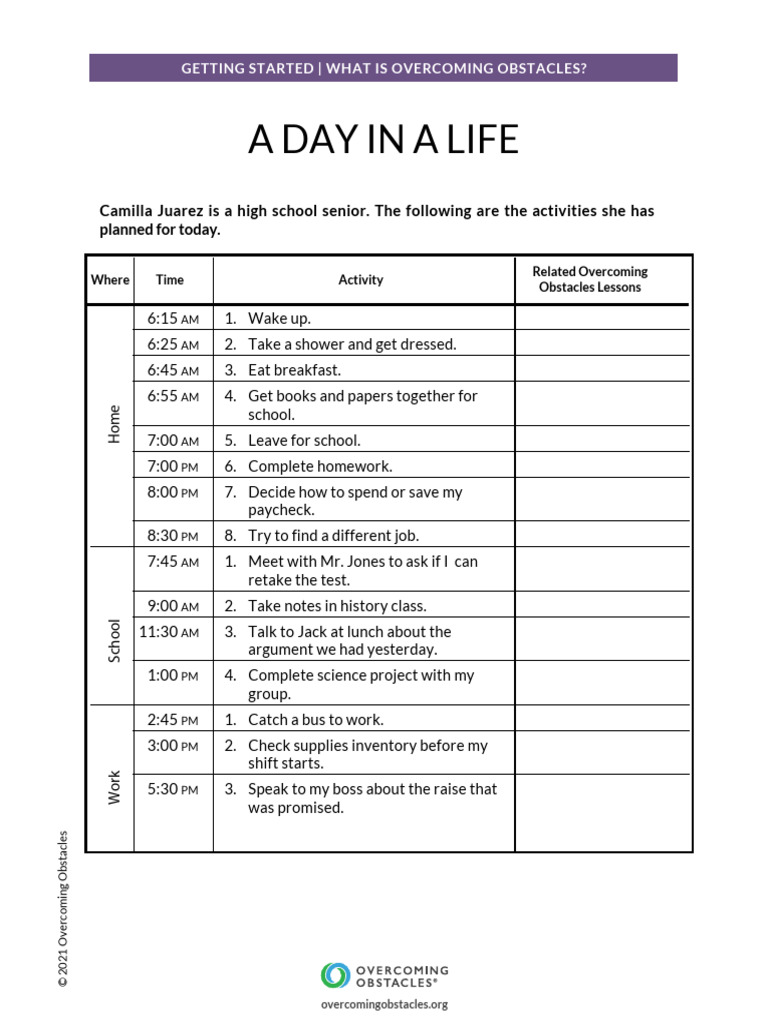 Lesson #1 - A Day in A Life | PDF
