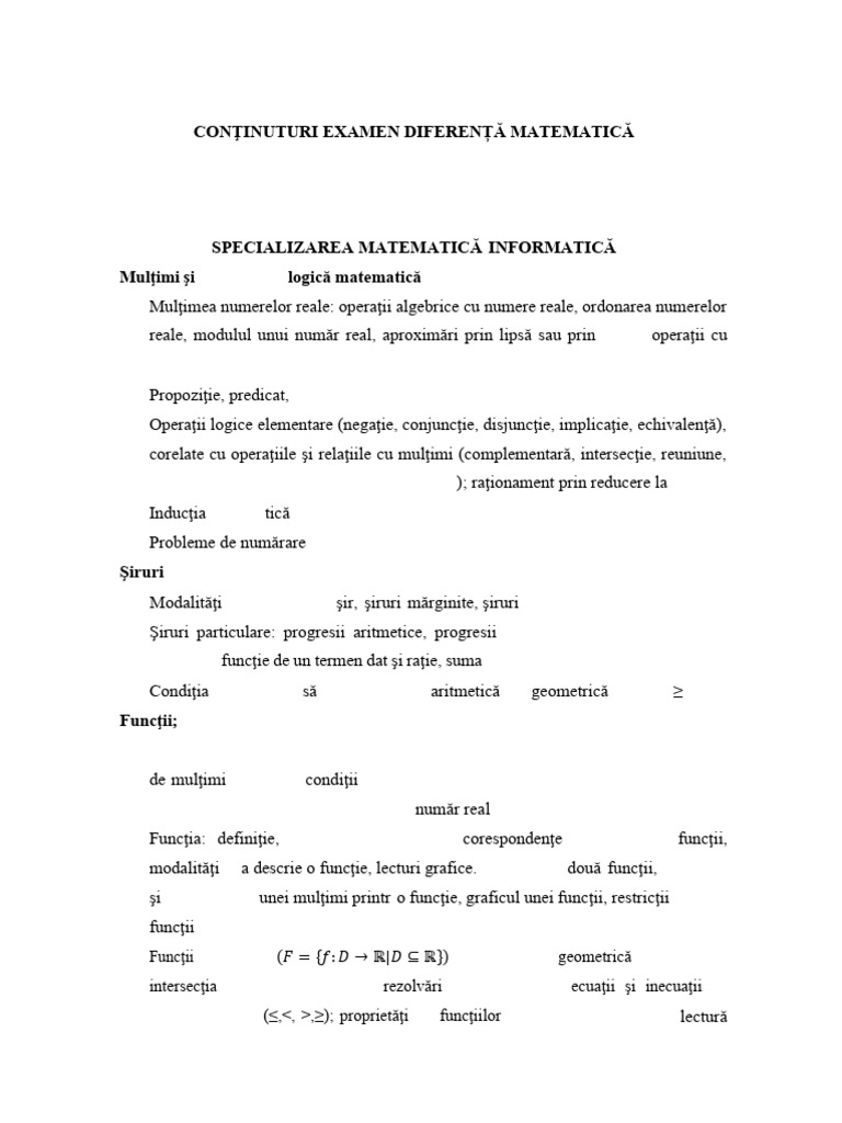 Continuturi Ex Diferenta Matematică A IX-a Mate-Info | PDF