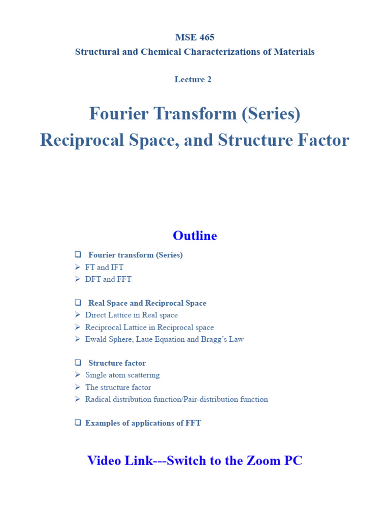 Fourier Transform in Crystallography | PDF | Crystal Structure ...