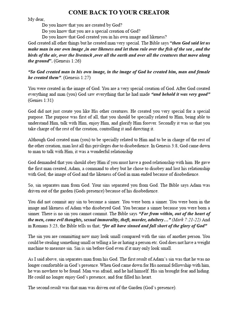 Return to God: Understanding Sin and Redemption | PDF | Genesis ...